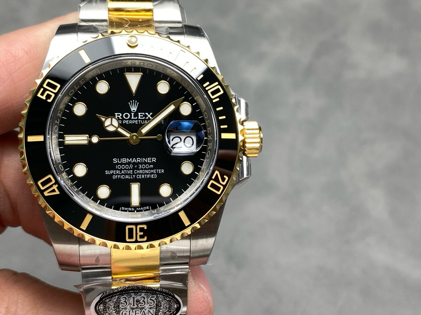Clean Factory Rolex Gold Black Water Ghost Watch 3135 Movement 40mm